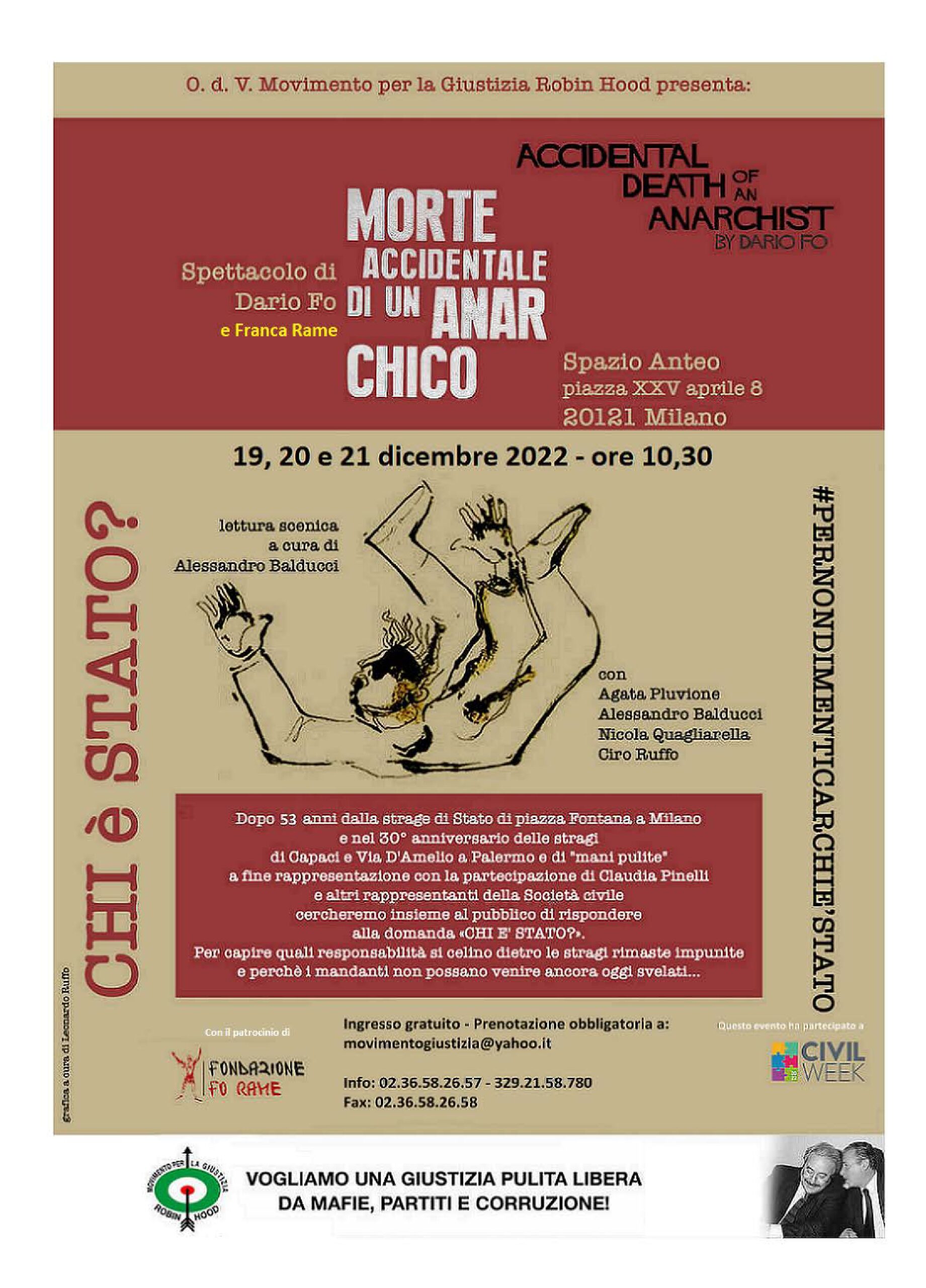 MORTE ACCIDENTALE DI UN ANARCHICO – Fondazione Fo Rame ETS