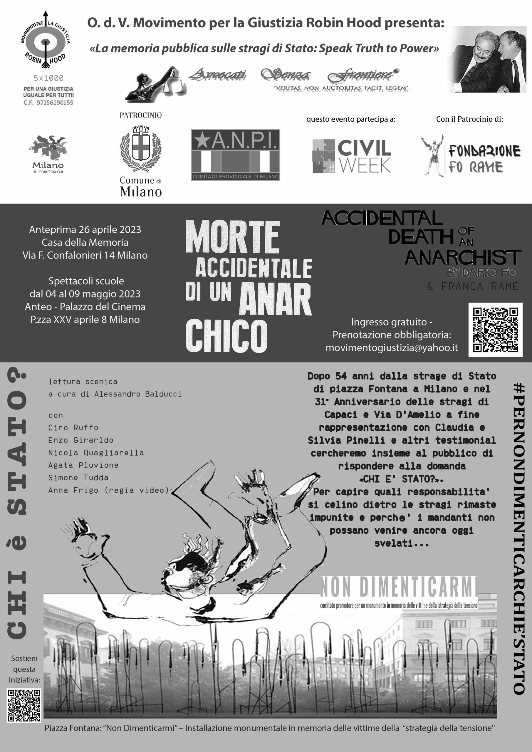 “Morte accidentale di un anarchico”, di Dario Fo e Franca Rame. Il 26 ...
